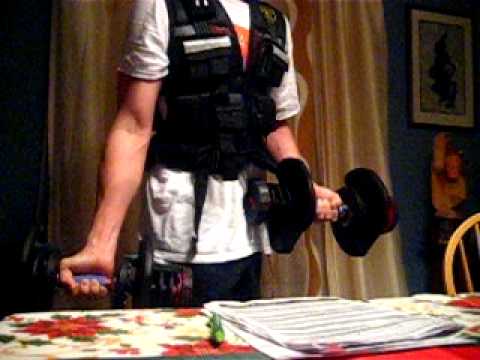 P90X Shoulders and Arms Static Arm Curl 25lbs dumbbell 20lbs vest - YouTube