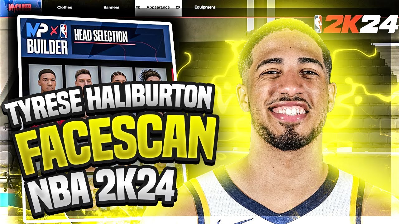 NBA 2K24 TYRESE HALIBURTON FACE SCAN!! TYRESE FACE CREATION NBA 2K24 ...