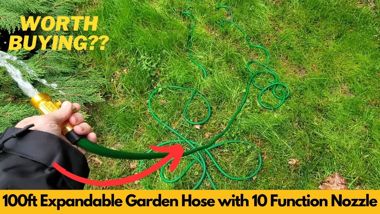 100ft Expandable Garden Hose with 10 Function Nozzle | Worth Buying ...