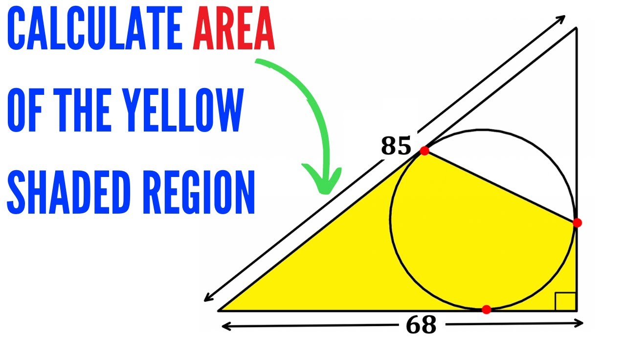 Find area of Yellow shaded region inscribed in a right triangle | Step ...