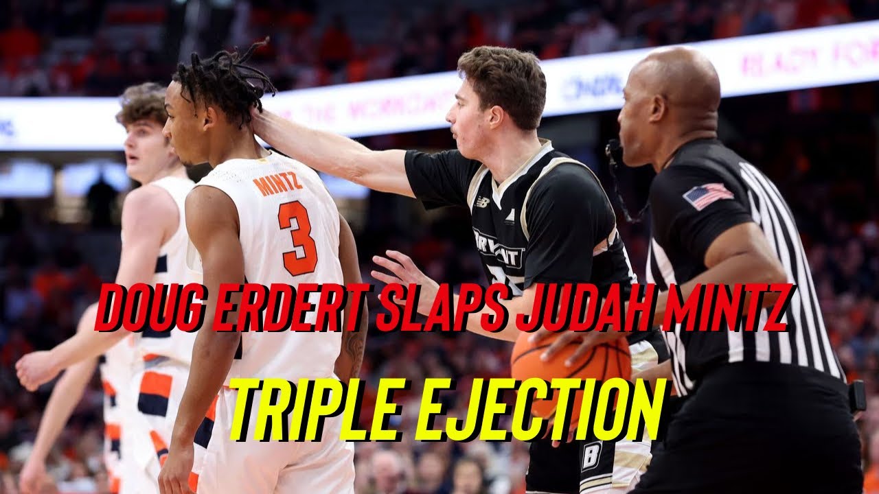 Doug Edert slaps Syracuse's Judah Mintz and runs as John Bol Ajak ...