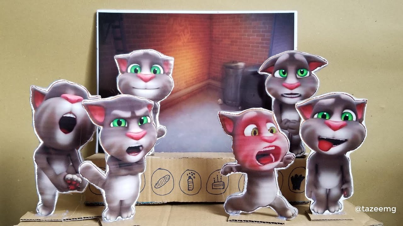 Talking Tom Cat in Real Life - Cardboard Game - YouTube