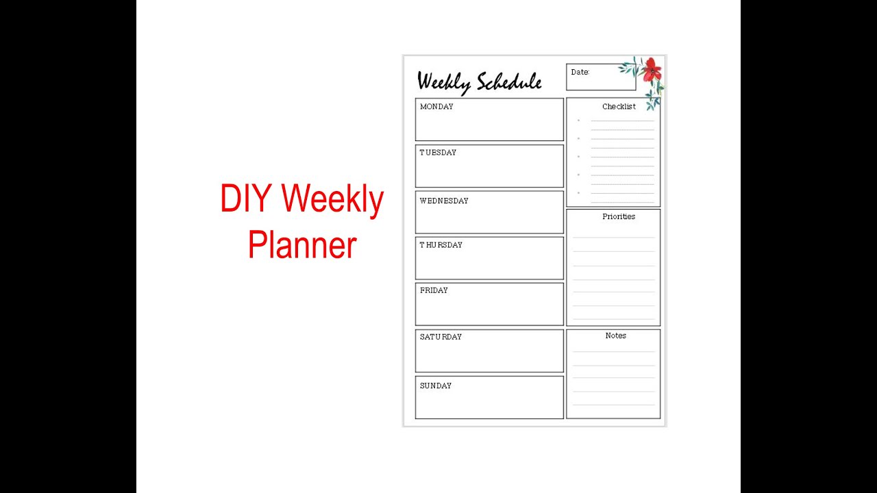 Diy Weekly Planner | A4 Filofax Size | Easy Printable - YouTube
