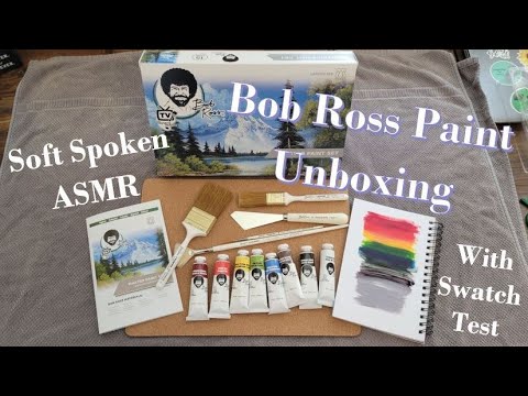 Bob Ross Master Paint Set Unboxing | Swatch Test | Soft Spoken ASMR ...