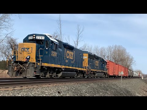CSX B791 Local Freight Train at Gough Rd in Churchville, NY 3-16-20 - YouTube