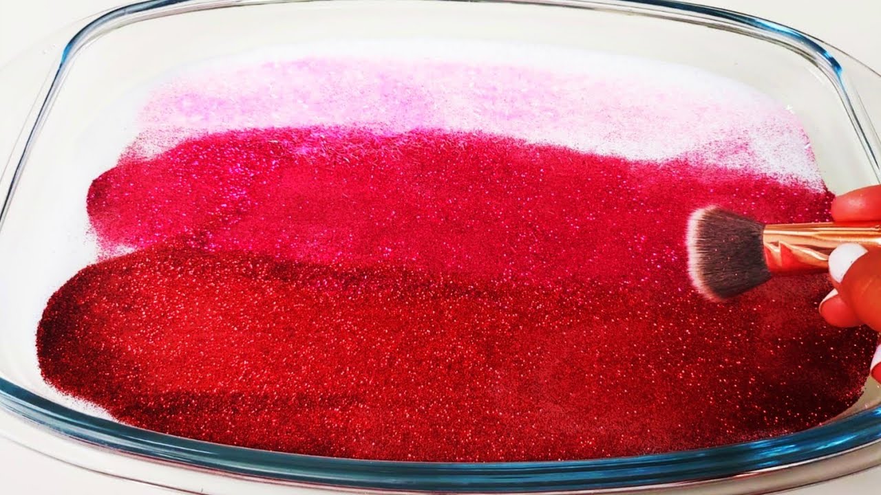 Asmr Slime with different red glitter | Satisfying Asmr video - YouTube