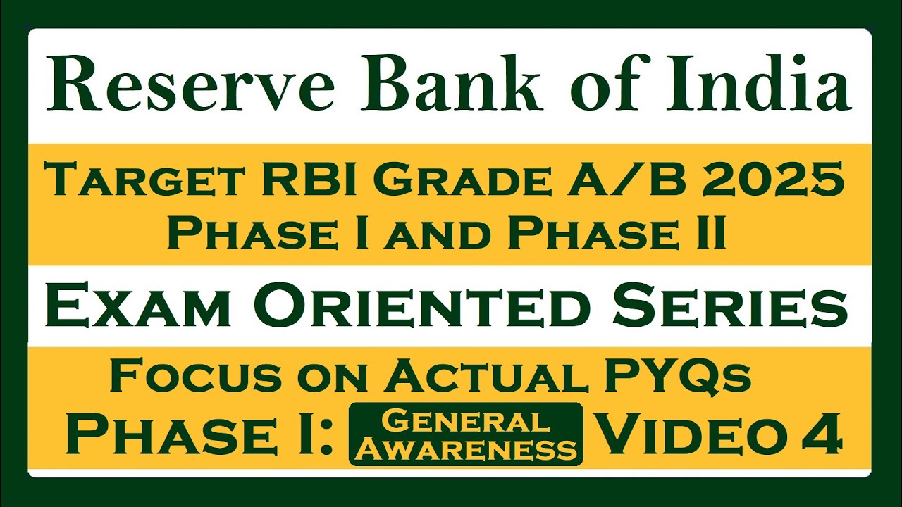 RBI Exam Oriented Series General Awareness No.4 - YouTube