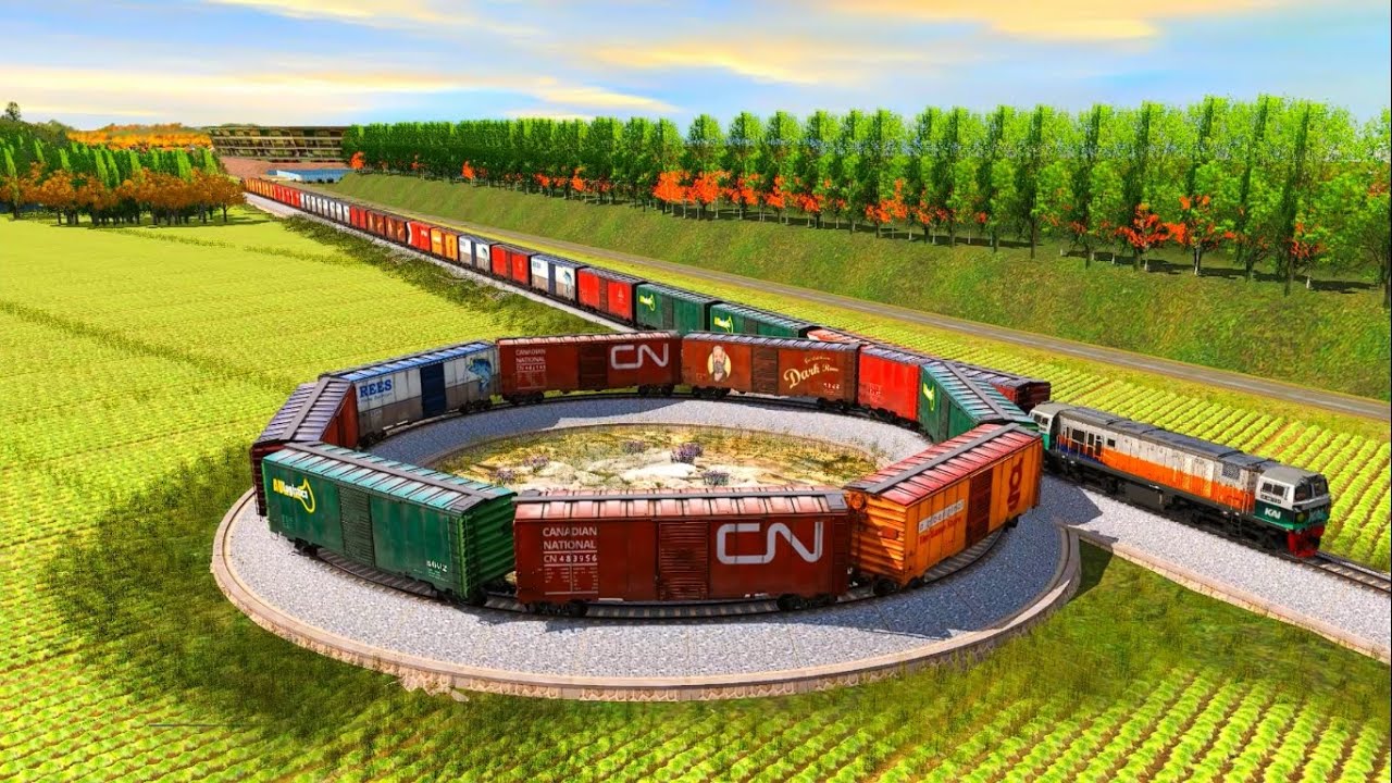 2 TRAINS VS ROTATING RAILROAD TRACK #6 | RISKY ROTATING RAILROAD TRACK ...