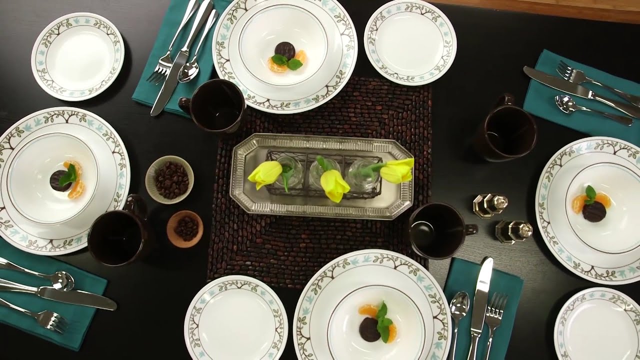 Corelle - Tree Bird 16 Piece Dinnerware Set - YouTube