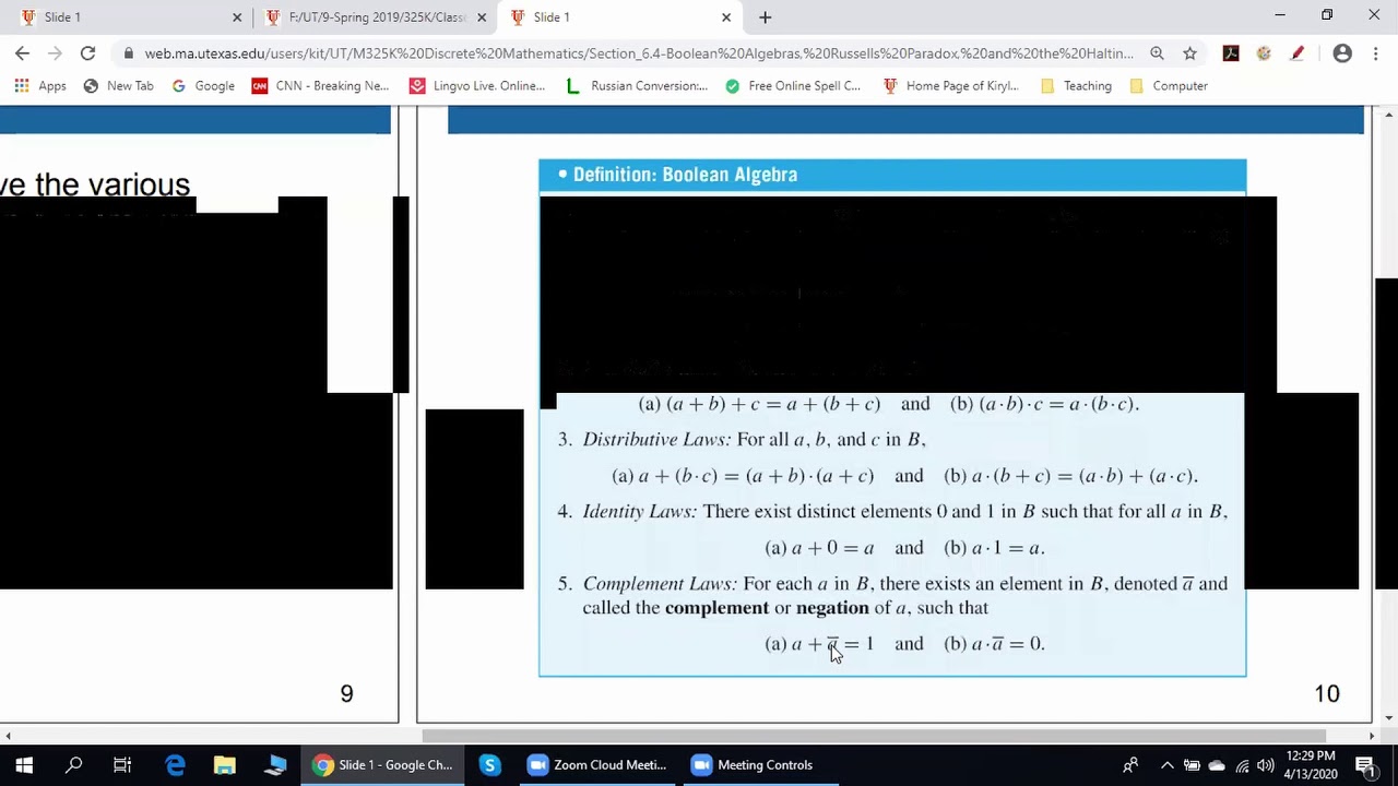 Discrete Mathematics - Boolean Algebras, Russell’s Paradox, and the ...