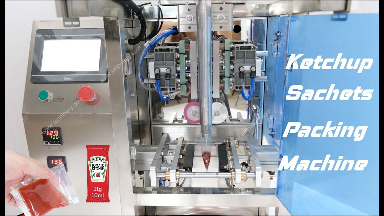 ketchup sachets packing machine from TECHINERY - YouTube
