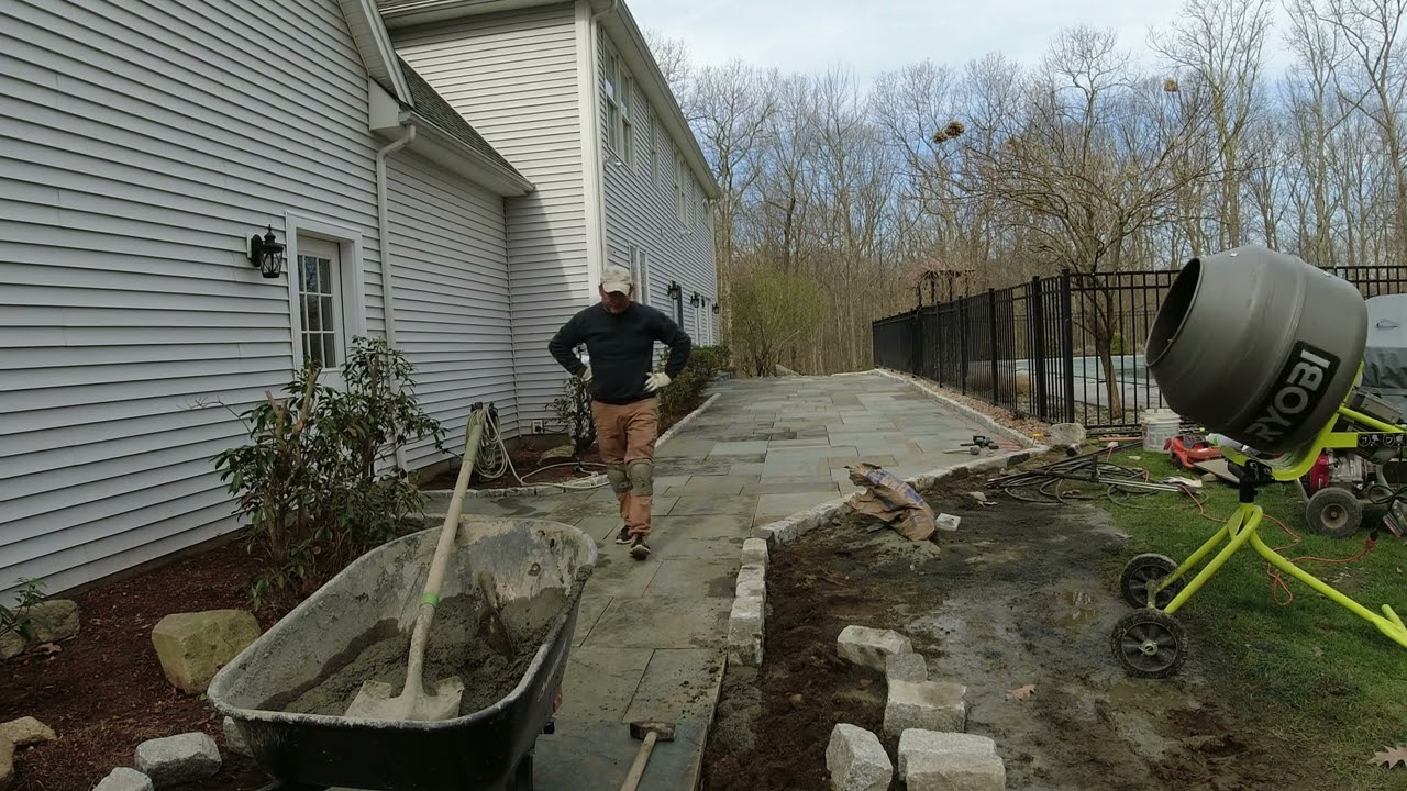 Belgium Block Border Install - YouTube