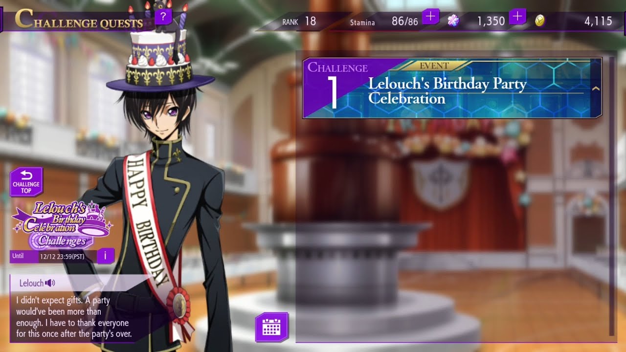 Code Geass Lost Stories - Lelouch's Birthday Party Celebration ...