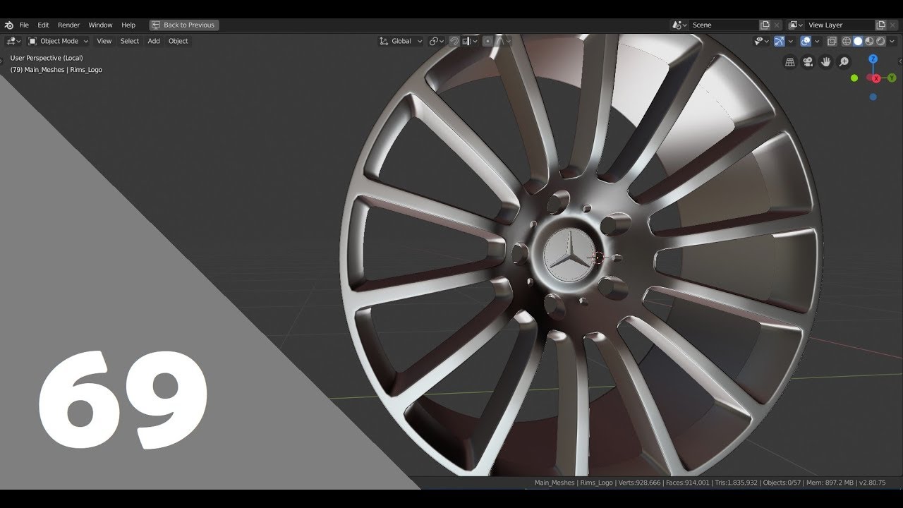 Blender 2.8 Car Modeling Tutorial - Part 69 (The Tire Rims - C) - YouTube