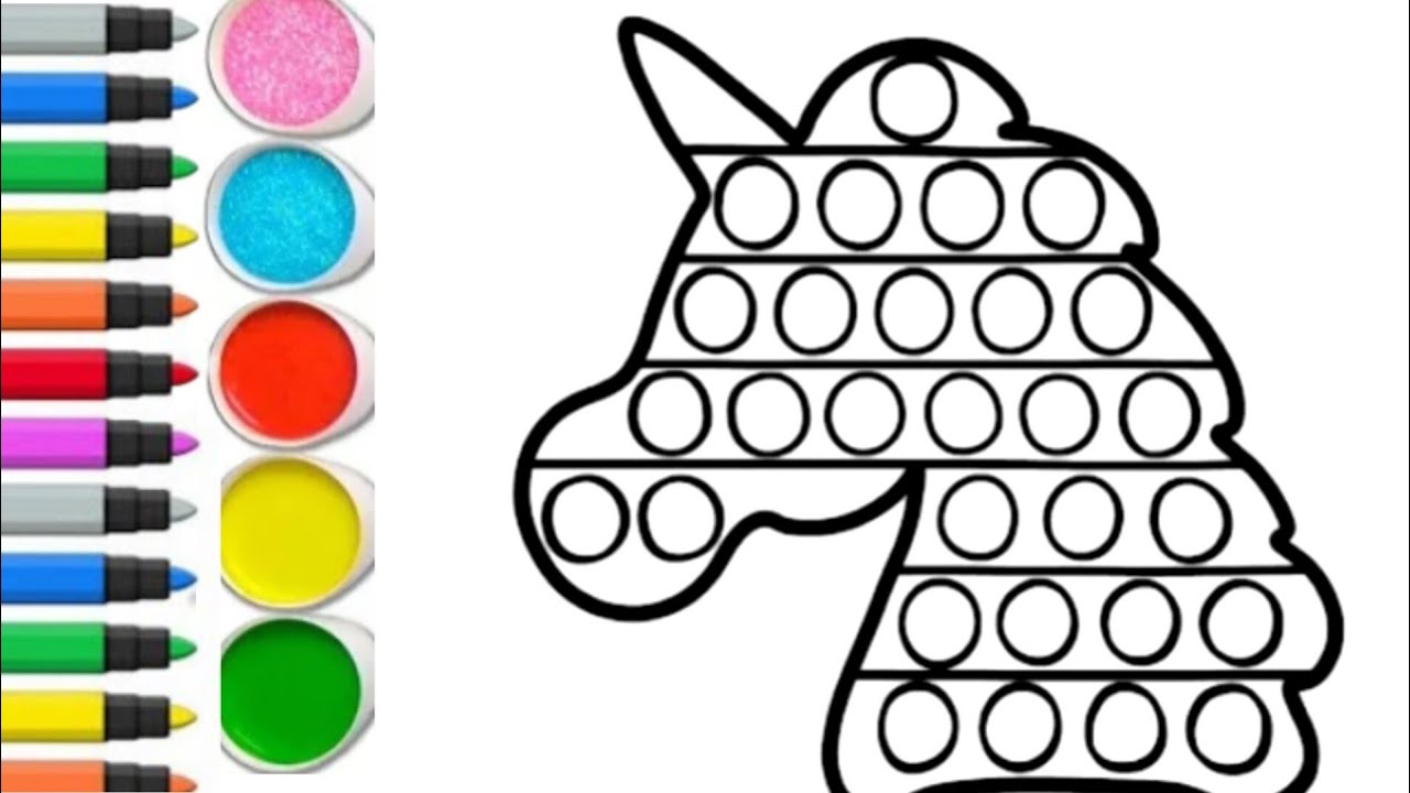 Rainbow Pop It Unicorn 🦄🔴🔵🌈 Drawing and Painting for Kids and Toddlers ...