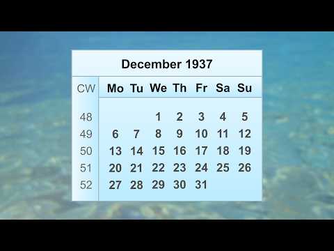 December 1937 Calendar