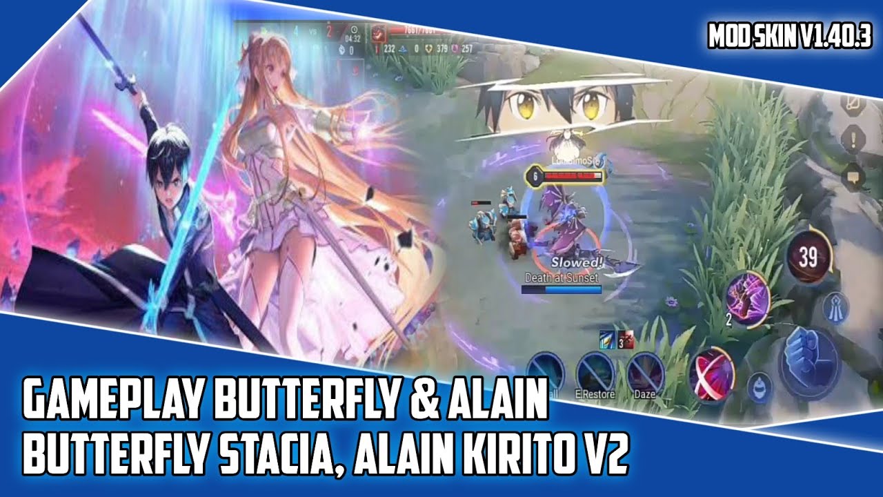 GamePlay Butterfly & Allain Aov /mod skin pack butterfly asuna alain ...
