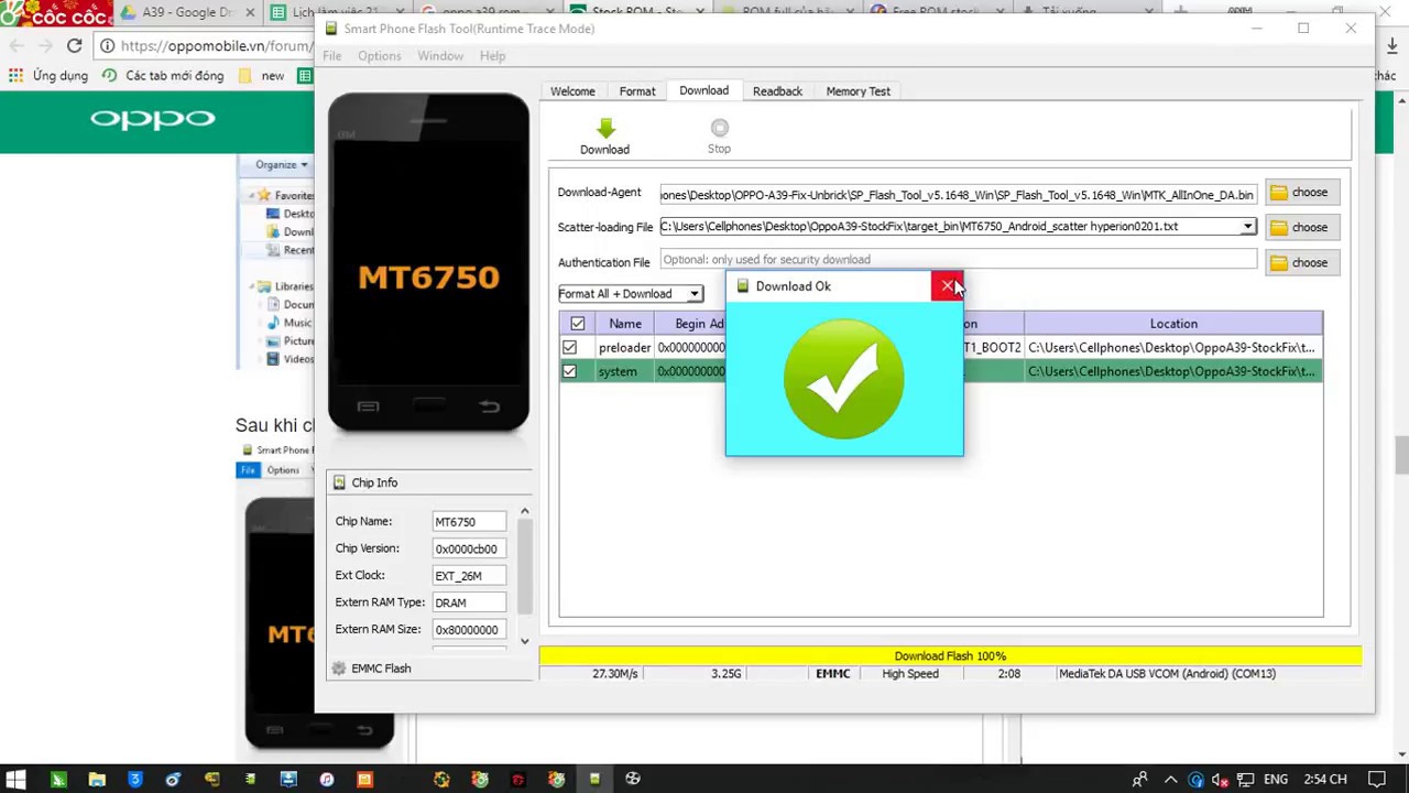 Hướng dẫn cài rom stock, unbrick, xoá mật khẩu màn hình OPPO A39 Neo 9s ...