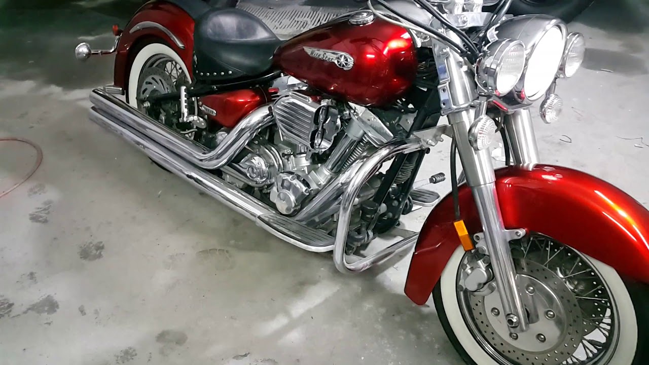 Yamaha Wild Road Star Custom XV1600 HOK Candy Red Hypercharger Sound ...