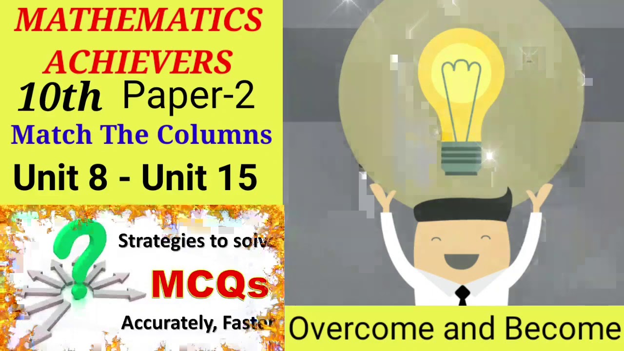 10th||Paper 2||Match the Columns||Unit 8 to Unit 15|| October ...