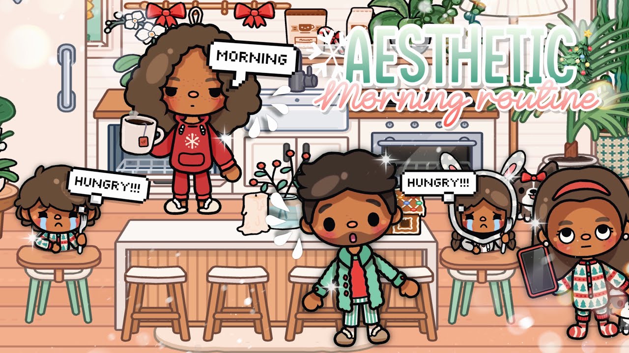 *AESTHETIC* FAMILY MORNING ROUTINE 🎄🎅🏾 || E.P 8 || *VOICED* 🔊 || toca ...
