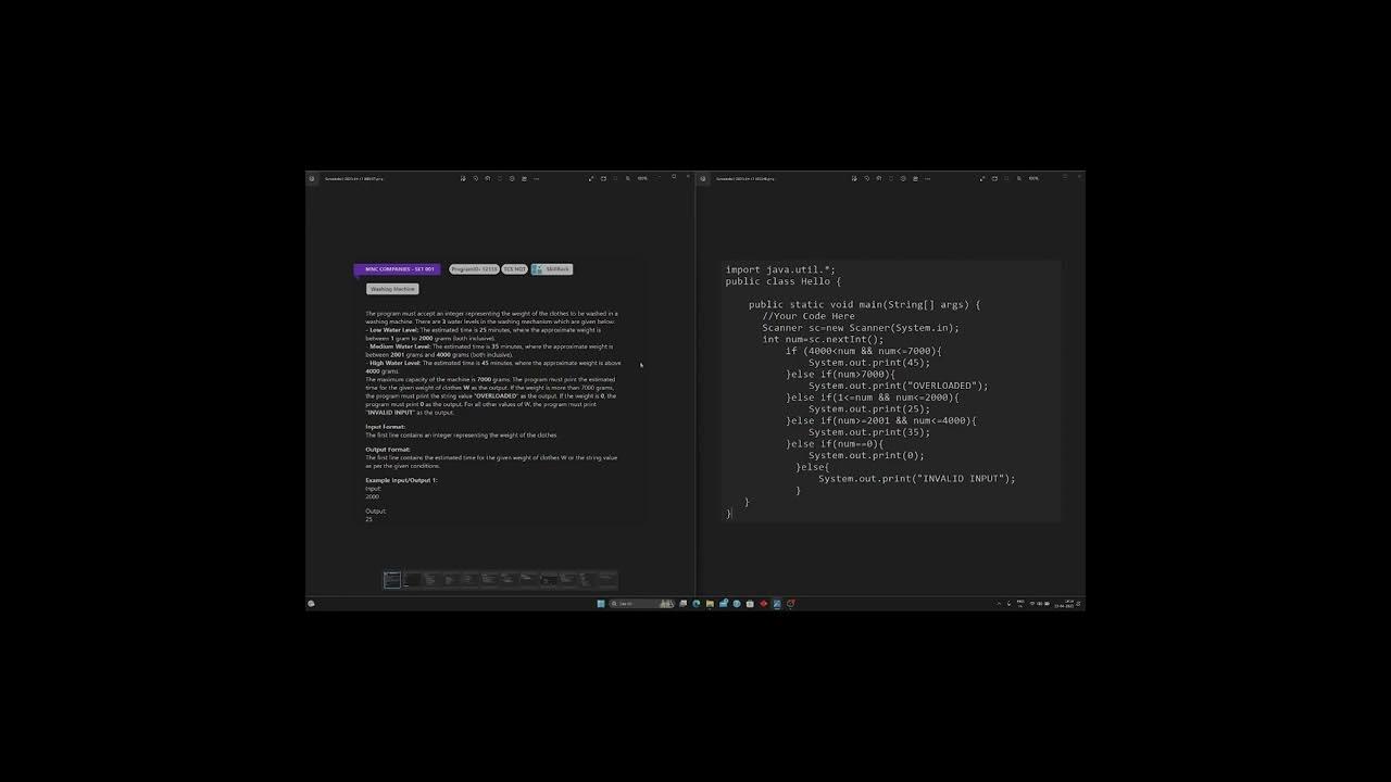 SkillRack- MNC Companies (SET 001) - Washing Machine (Program Id: 12155) (JAVA/C/PYTHON) - YouTube