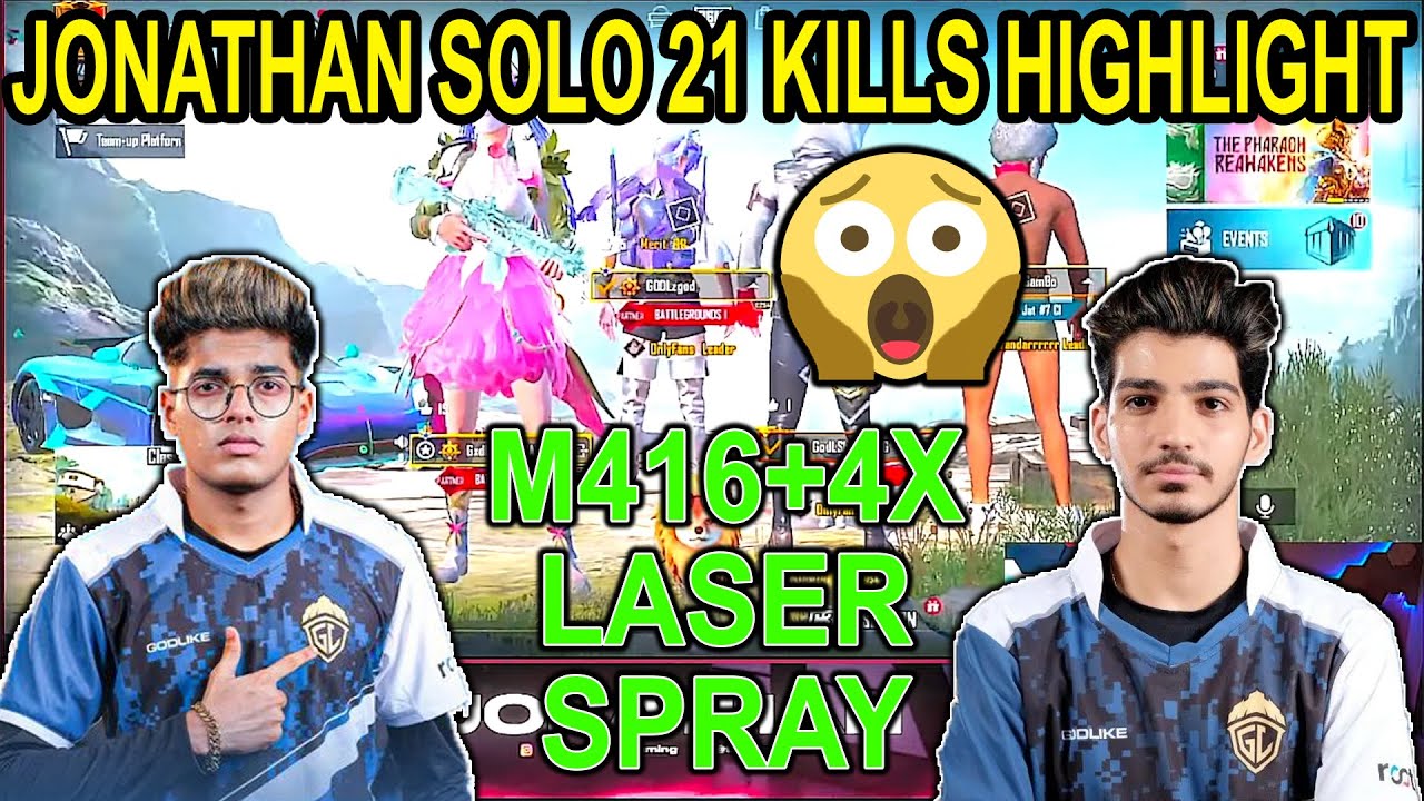 🇮🇳JONATHAN SHOCKED ZGOD M416 4X LASER SPRAY | JONATHAN 21 KILLS ...