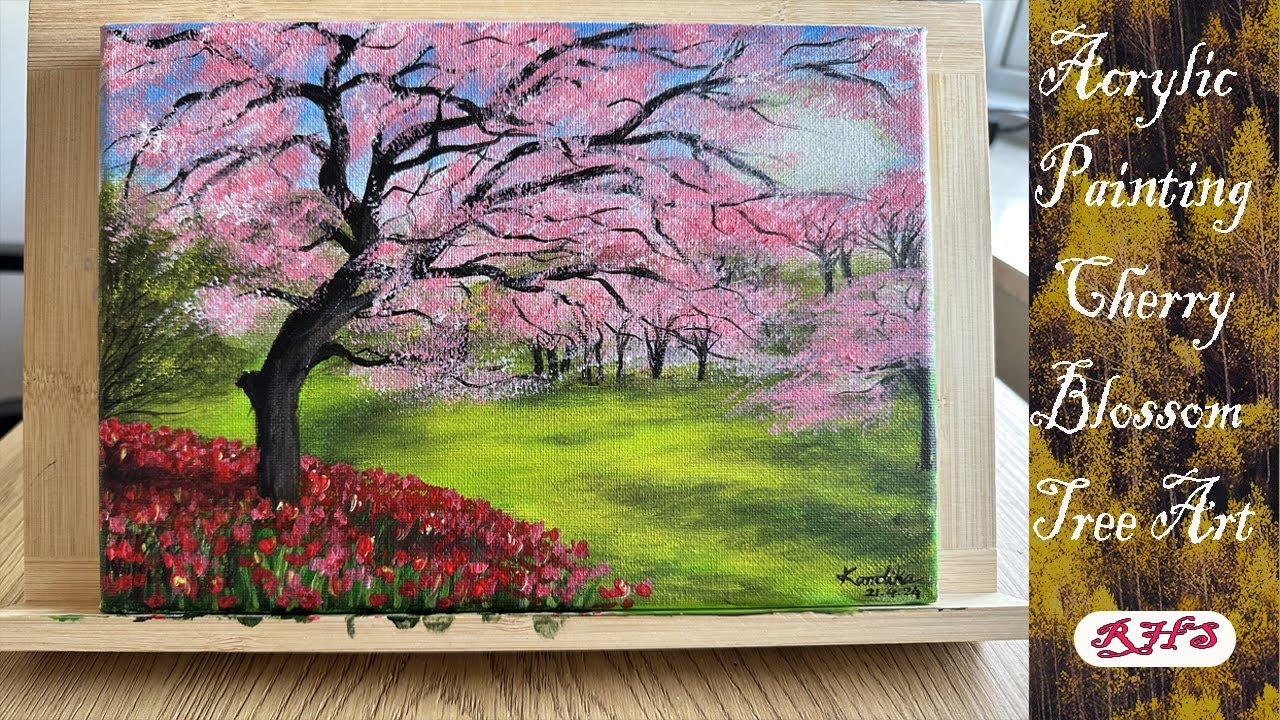 Easy & Beautiful Cherry Blossom Tree/Art/Acrylic Painting Tutorial/Best ...