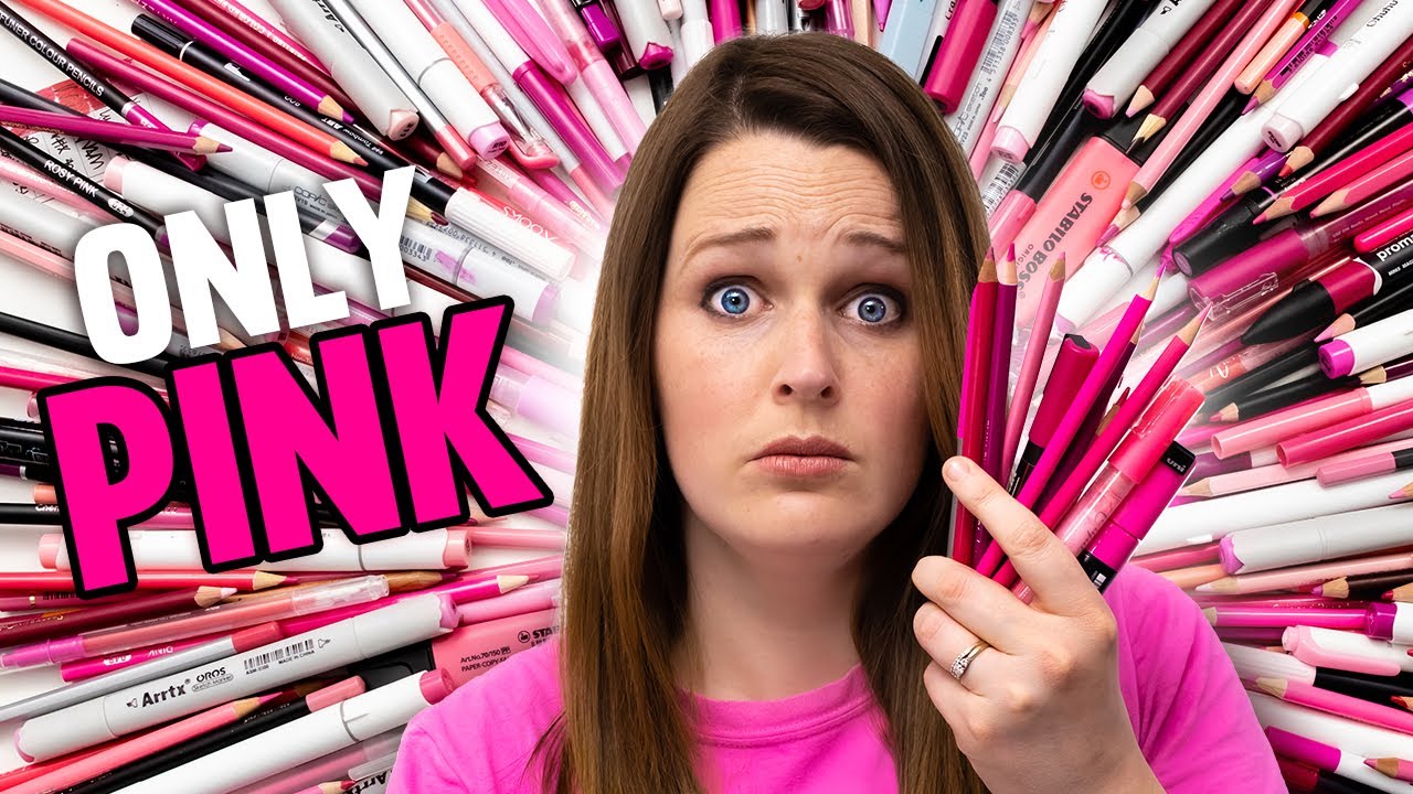 Coloring Using ONLY PINK Markers and Pencils! - YouTube