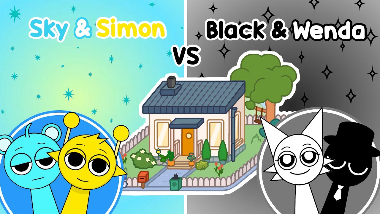 SPRUNKI BATTLE: Sky and Simon VS Black and Wenda! Who Wins? 💙💛🖤🤍 | Toca ...
