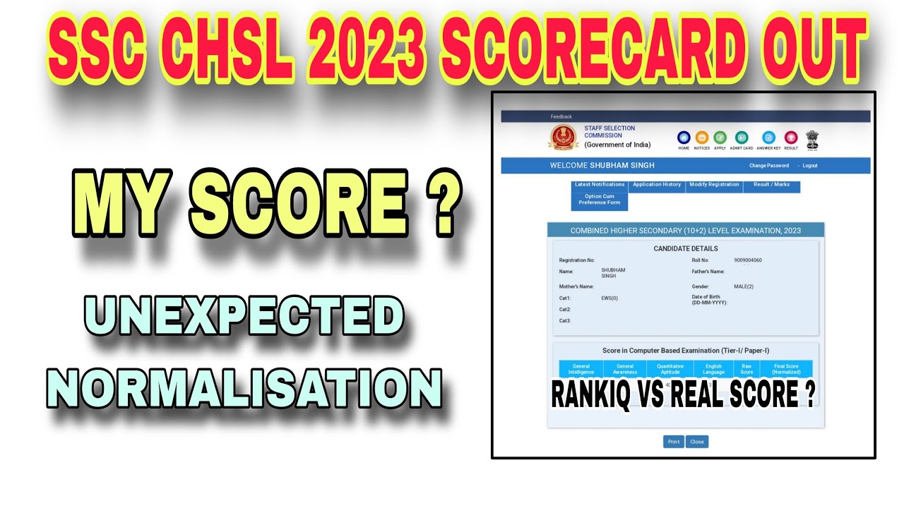 SSC CHSL 2023 || PRE SCORECARD OUT 🔥 || MY RAW & NORMALISED SCORE ...