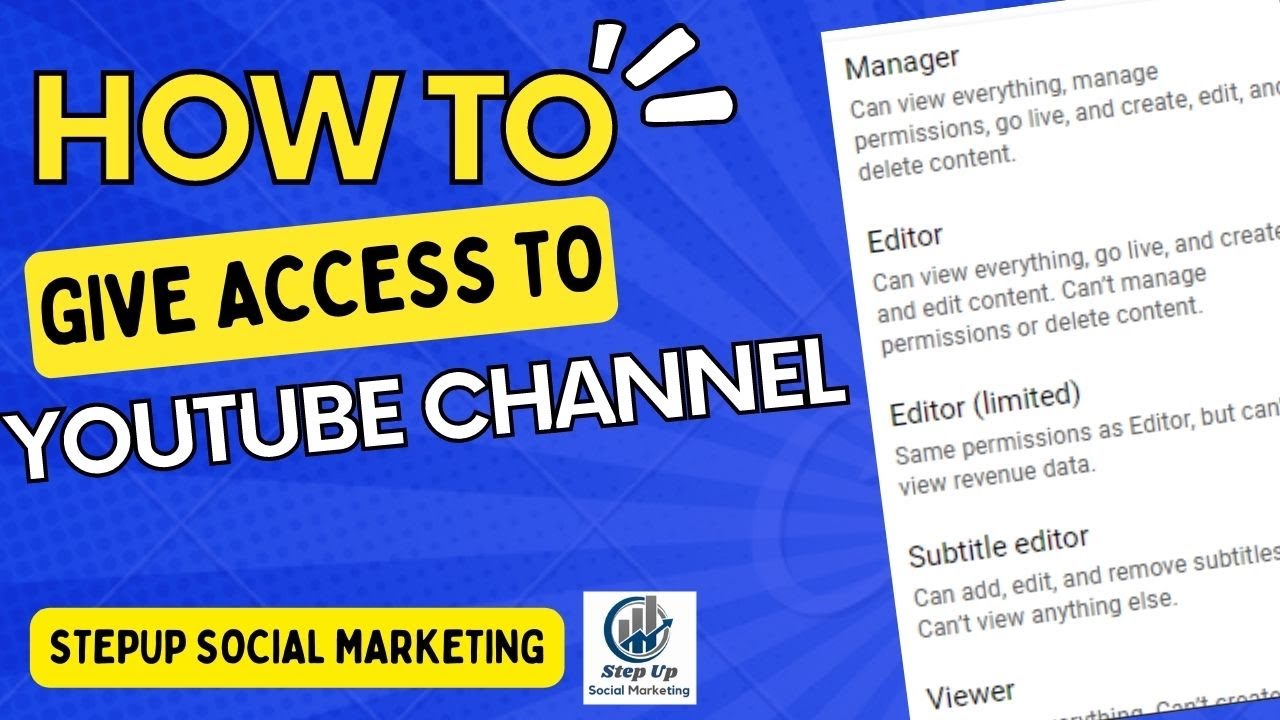 How to give access of youtube channel #stepupsocialmarketing #youtube ...