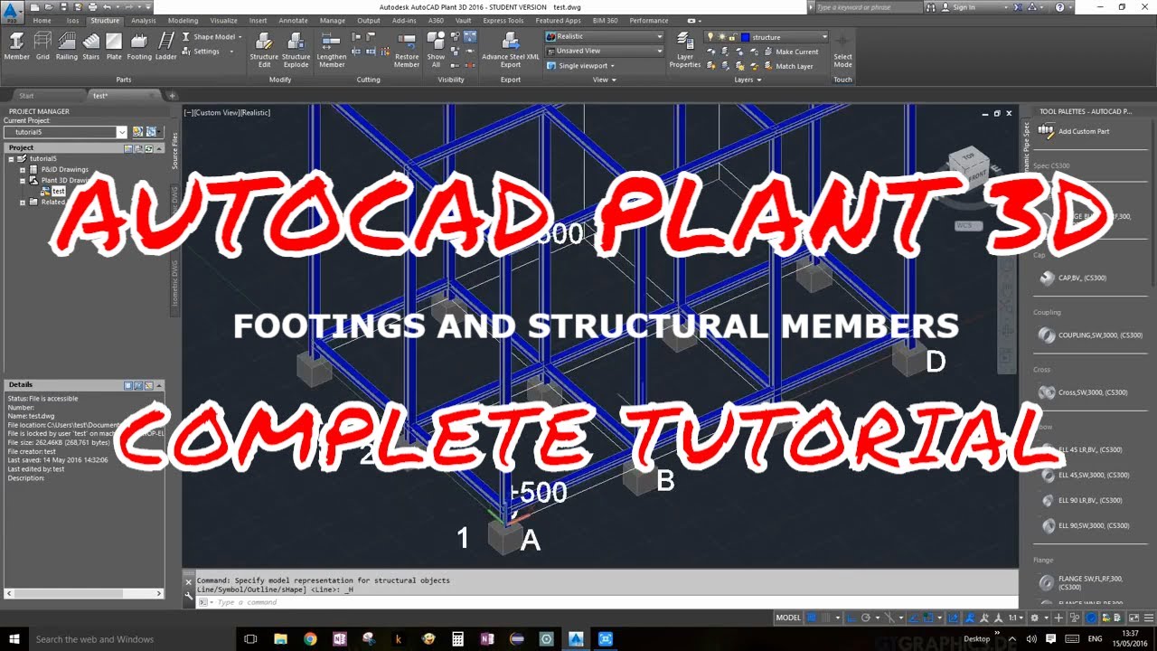 Tutorial 3 - AutoCAD Plant 3D - Adding footings and structural members ...