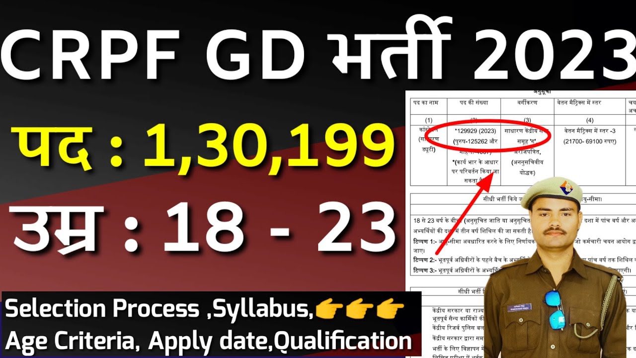 CRPF GD पद 1,30,199Constable भर्ती 2023 | CRPF GD New Vacancy 2023 ...