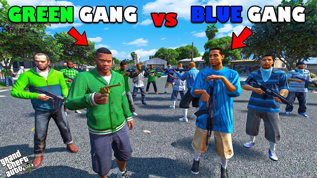 Franklin's GREEN GANG Takes on the BLUE GANG in GTA 5's EPIC Battle ...