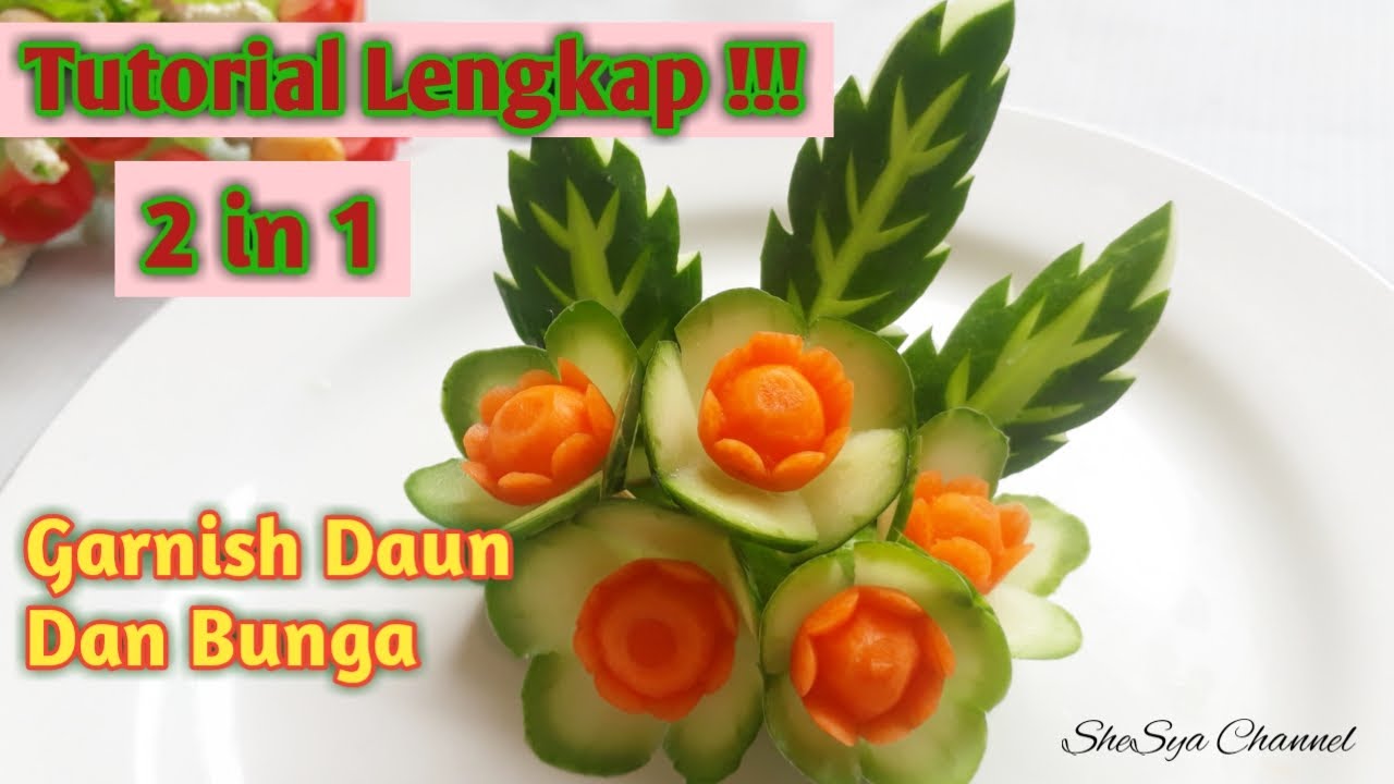 Paket Lengkap 2 in 1 ! Garnish Daun Dan Garnish Bunga Dari Timun Dan ...