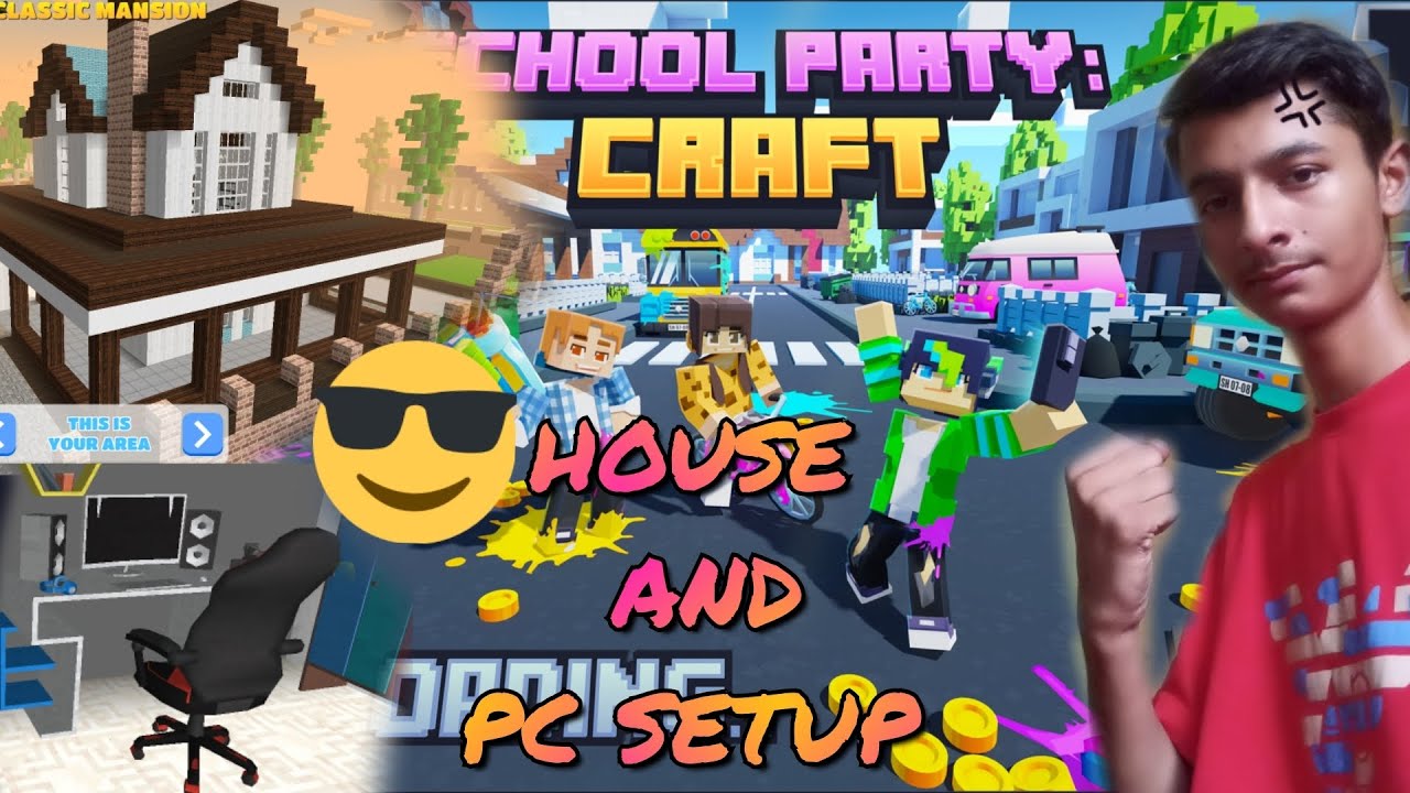 I build a gaming PC SETUP and a luxury house Party craft | minecraft ...