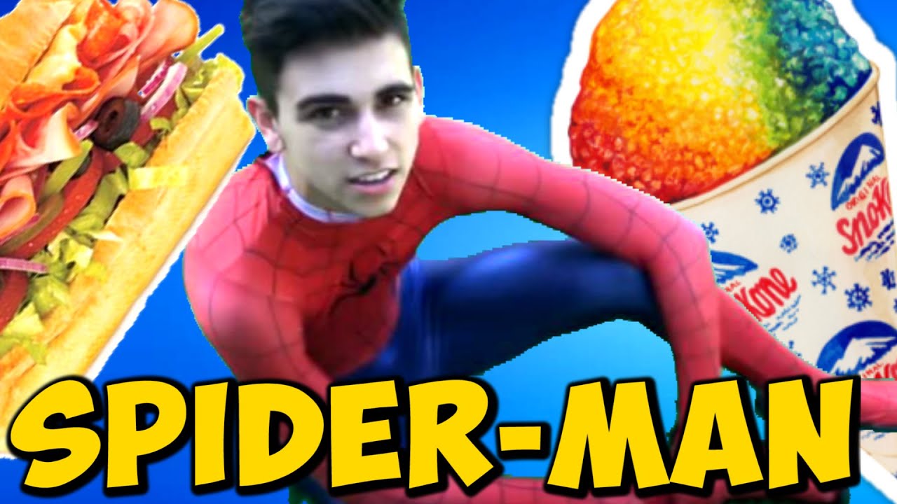SPIDEY EATS SUBS & SNOW CONES - YouTube