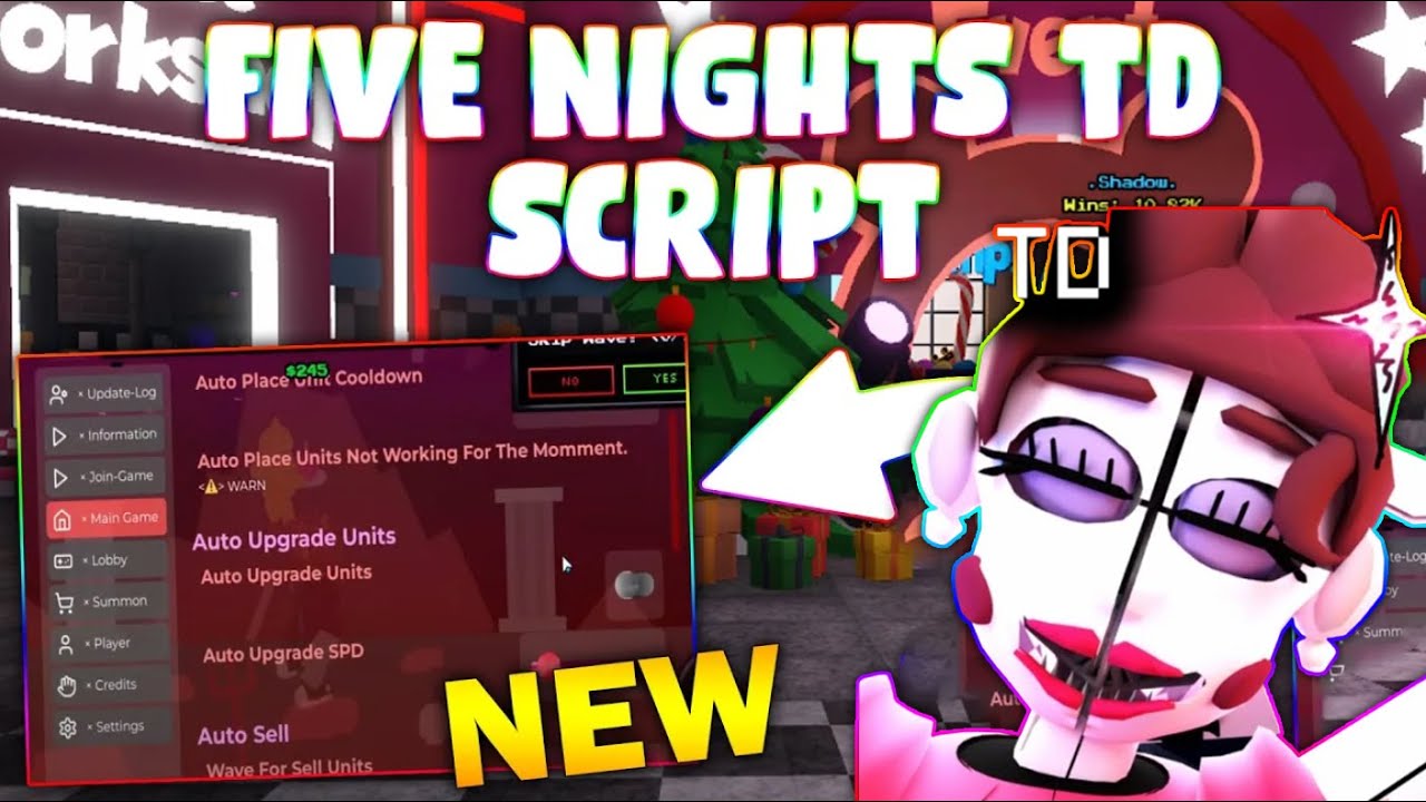 *NEW* Five Nights TD Script (PASTEBIN 2025) (AUTO UPGRADE , AUTOFARM ...