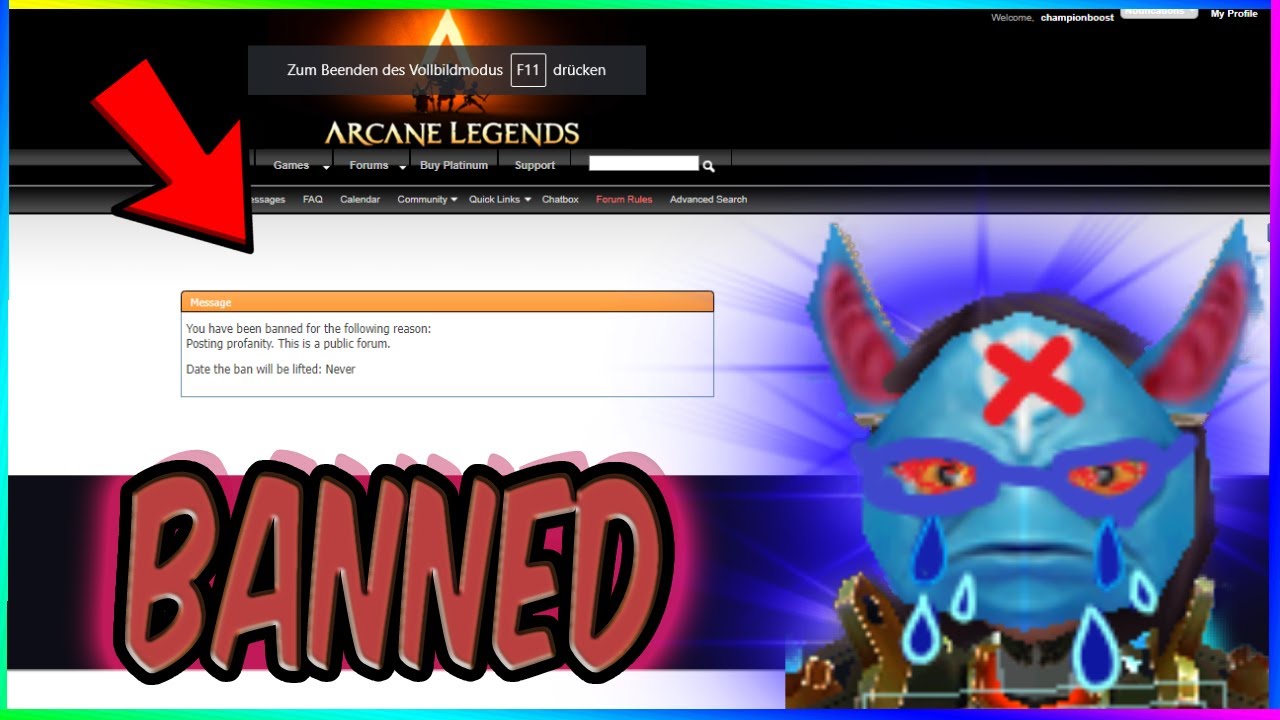 I am Banned on Forum - Arcane Legends - YouTube