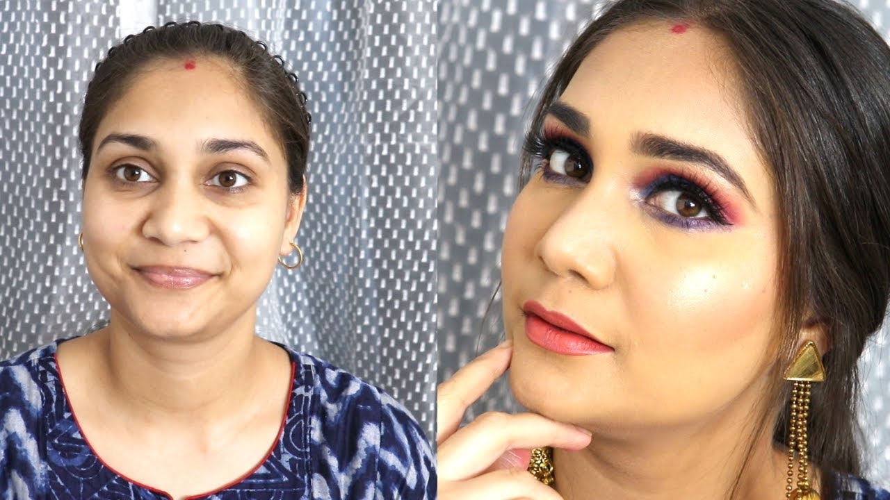 WEDDING GUEST/FESTIVE MAKEUP 2019 | RED & BLUE EYE MAKEUP | BEST DAY ...