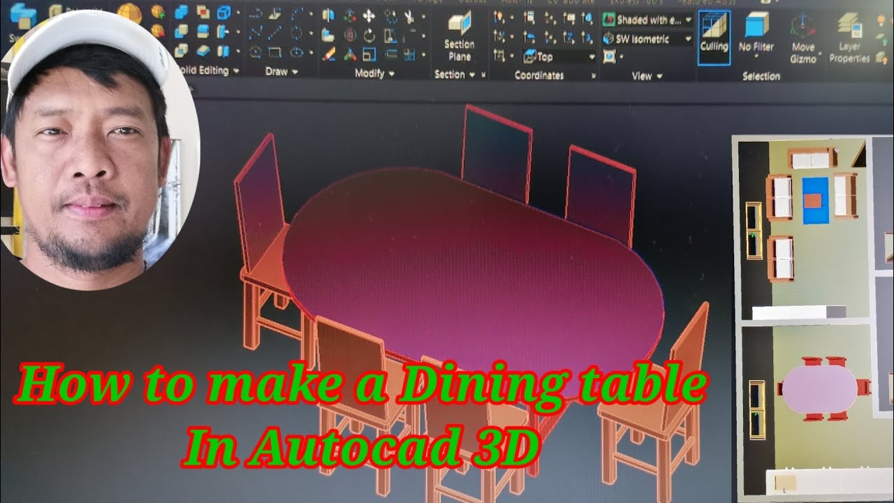How to make Dining table in Autocad 3D. - YouTube