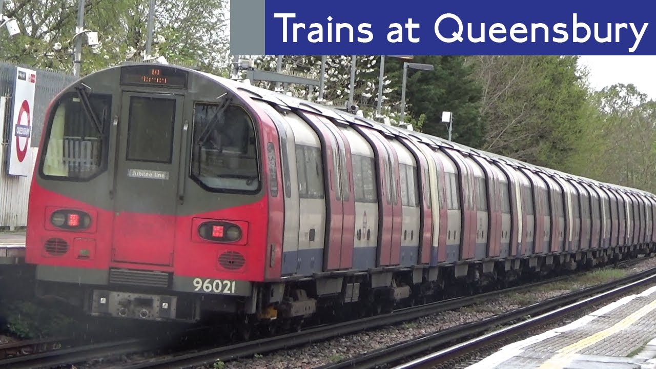 London Underground Jubilee Line Trains At Queensbury - YouTube
