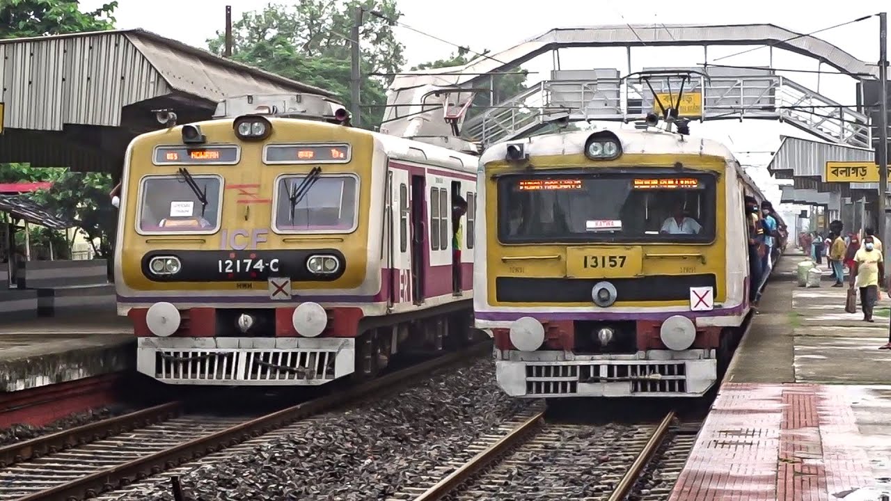 New vs Old Generation Local Train 12 Coach EMU Local at Balagarh ...