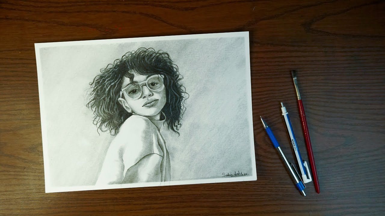 Portrait Of A Girl || Graphite On Paper || Sohom Arts - YouTube