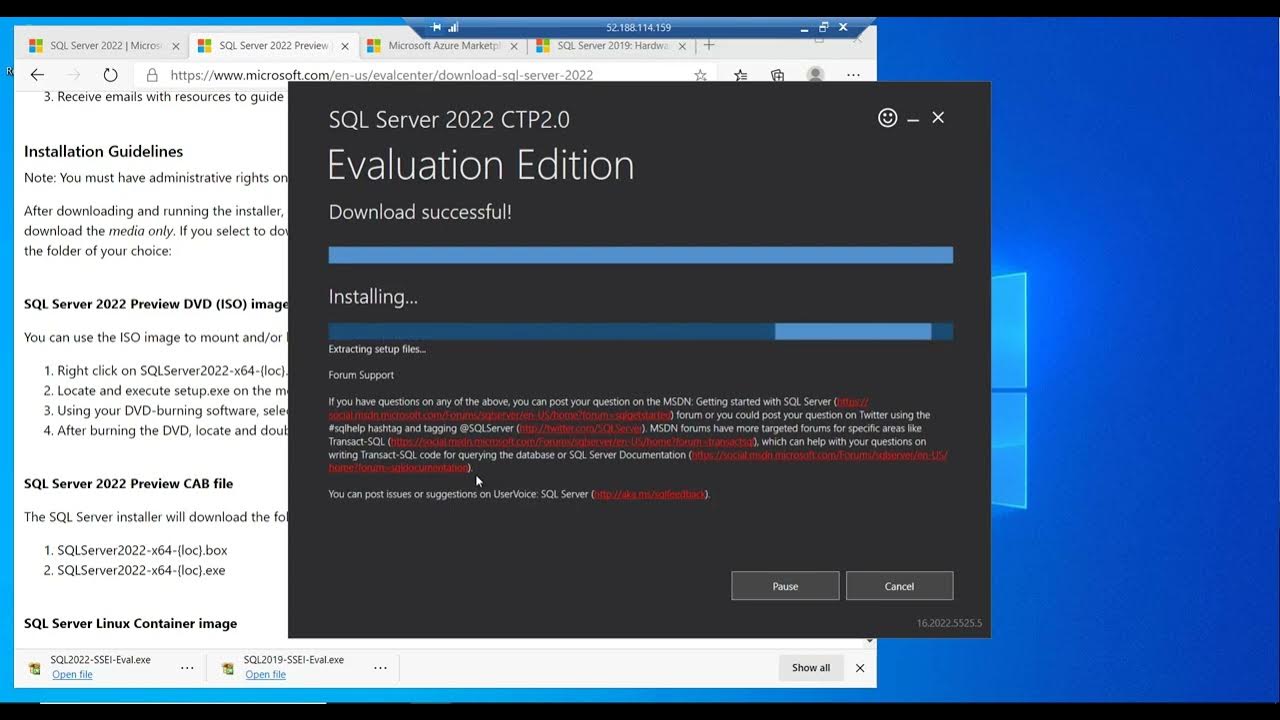 Instalación Sql Server 2022 CTP2.0 (Forma básica) - YouTube