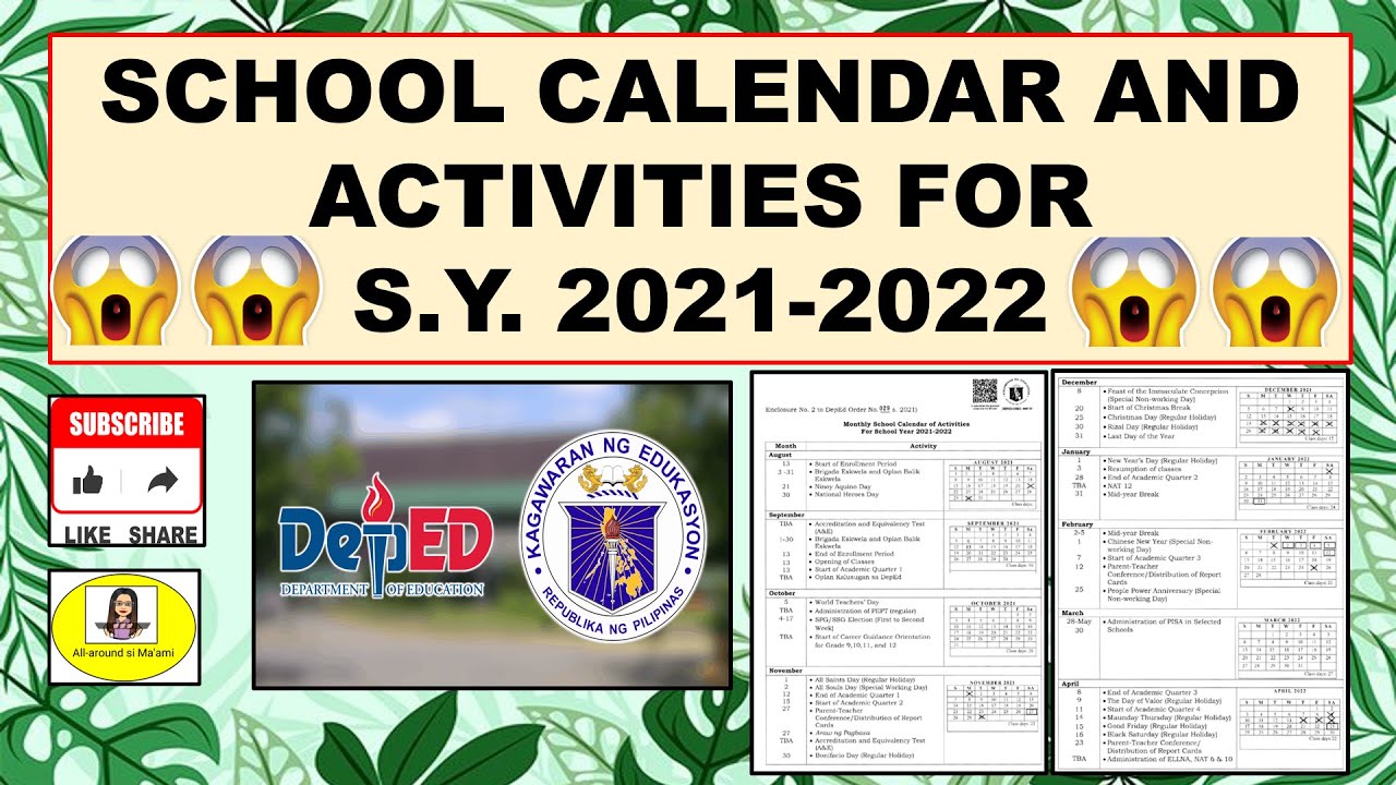 DepEd School Calendar and Activities for SY 2021-2022 - YouTube