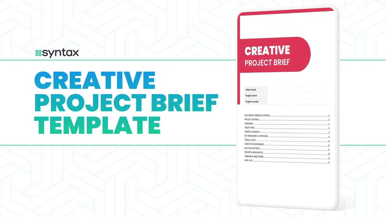 Creative Project Brief Template – Google Docs – A4 | Syntax Project ...