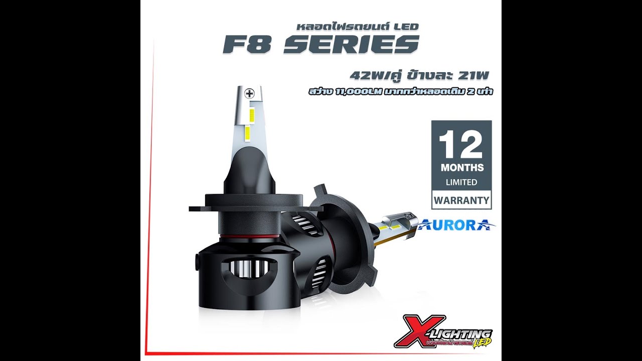 F8 Series LED Headlight 11000LM 42W หลอดไฟหน้ารถยนต์ LED รุ่น F8 - YouTube