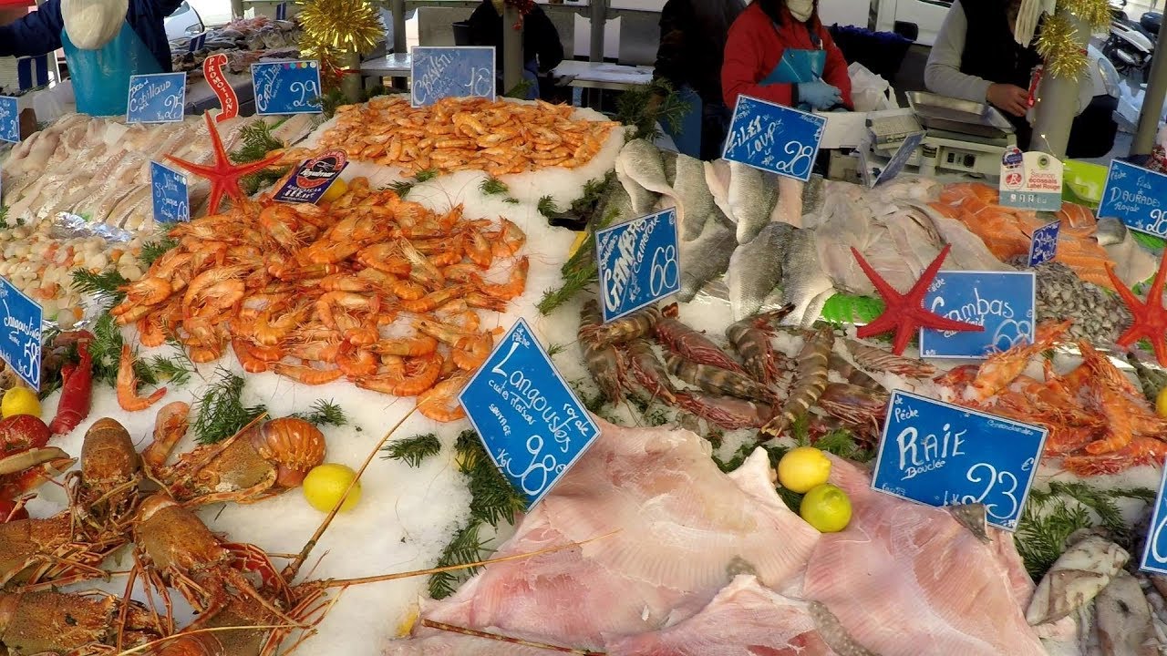 Wide Colourful Food Market in Nice, France. Christmas Days - YouTube